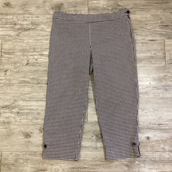 LOFT | Pants & Jumpsuits | Loft Womens Brown White Checkered Capri ...